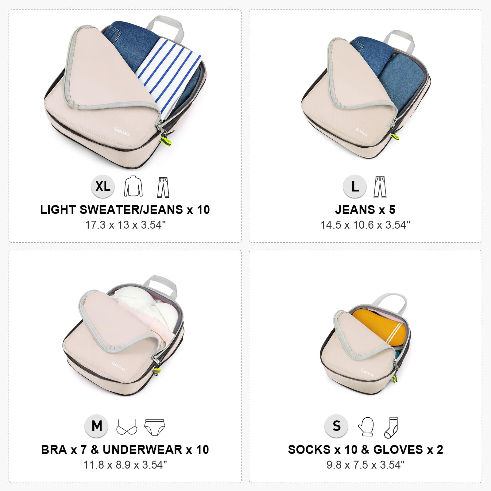 Gonex Compression Packing Cubes for Travel