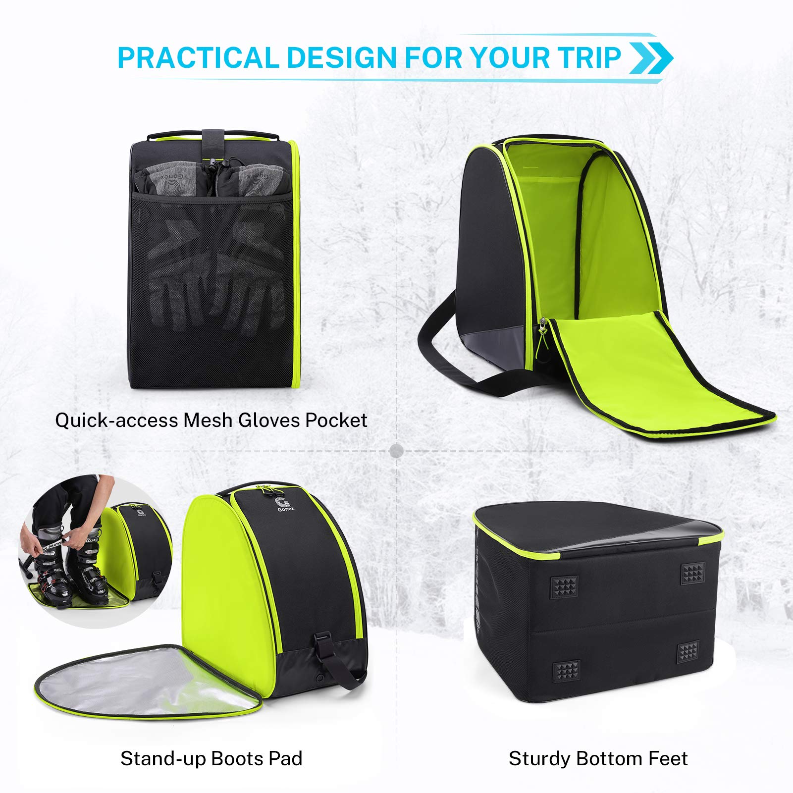 Gonex Padded Ski Bag and Boot Bag Combo for Men & Women