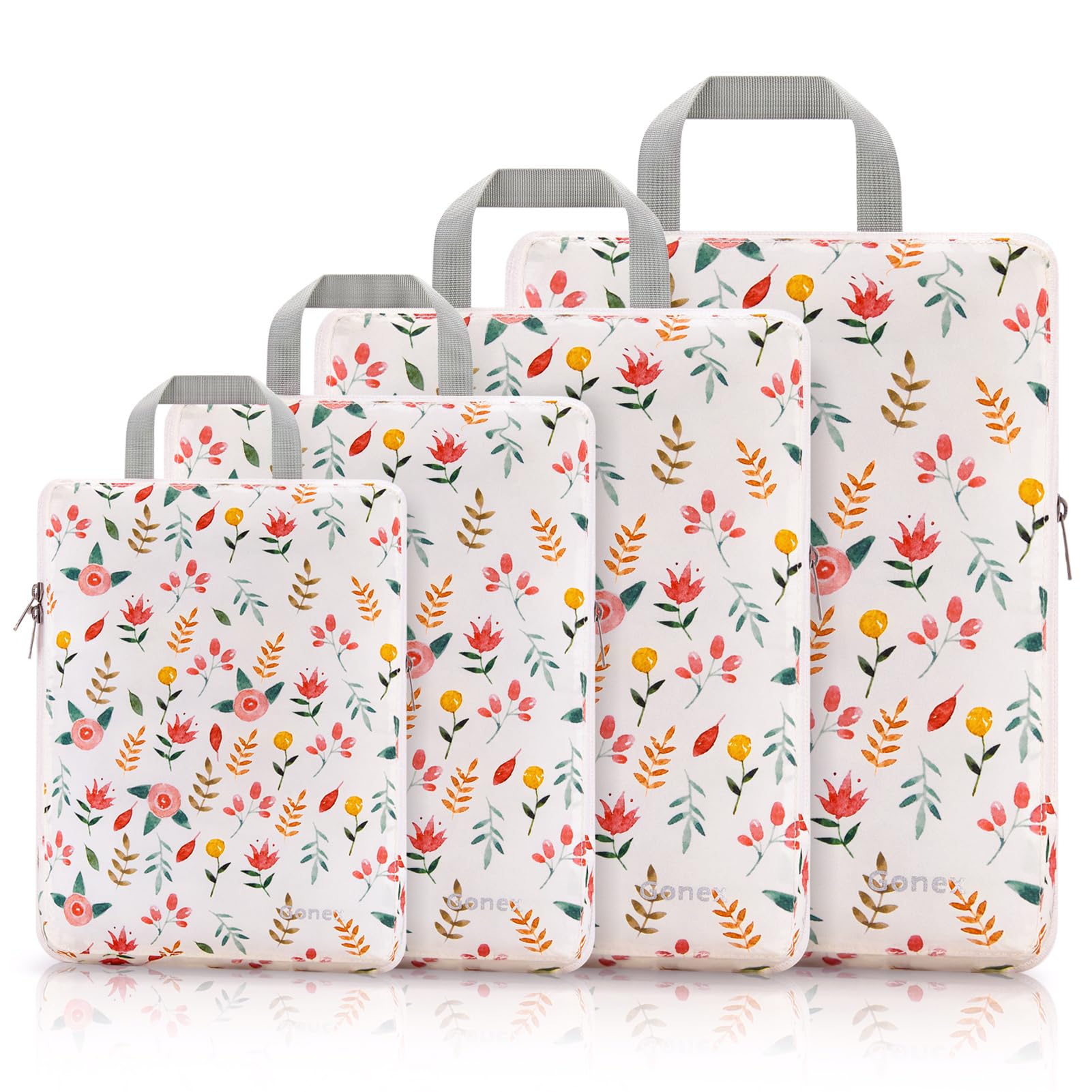 Gonex Floral Compression Packing Cubes Set of 4 for Luggage
