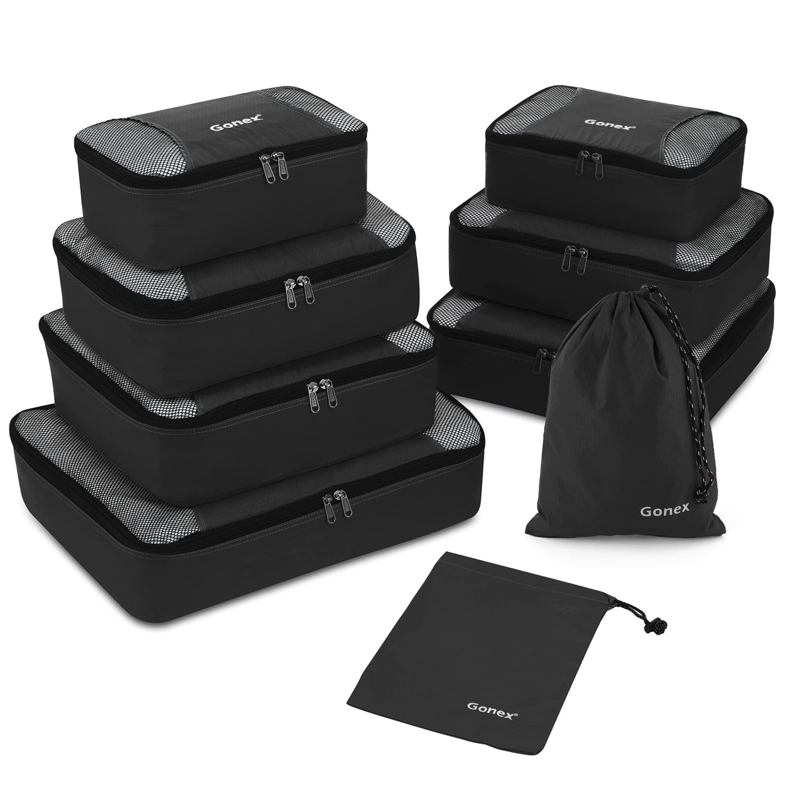Gonex Packing Cubes for Suitcase | Set of 9 Organizers for Luggage