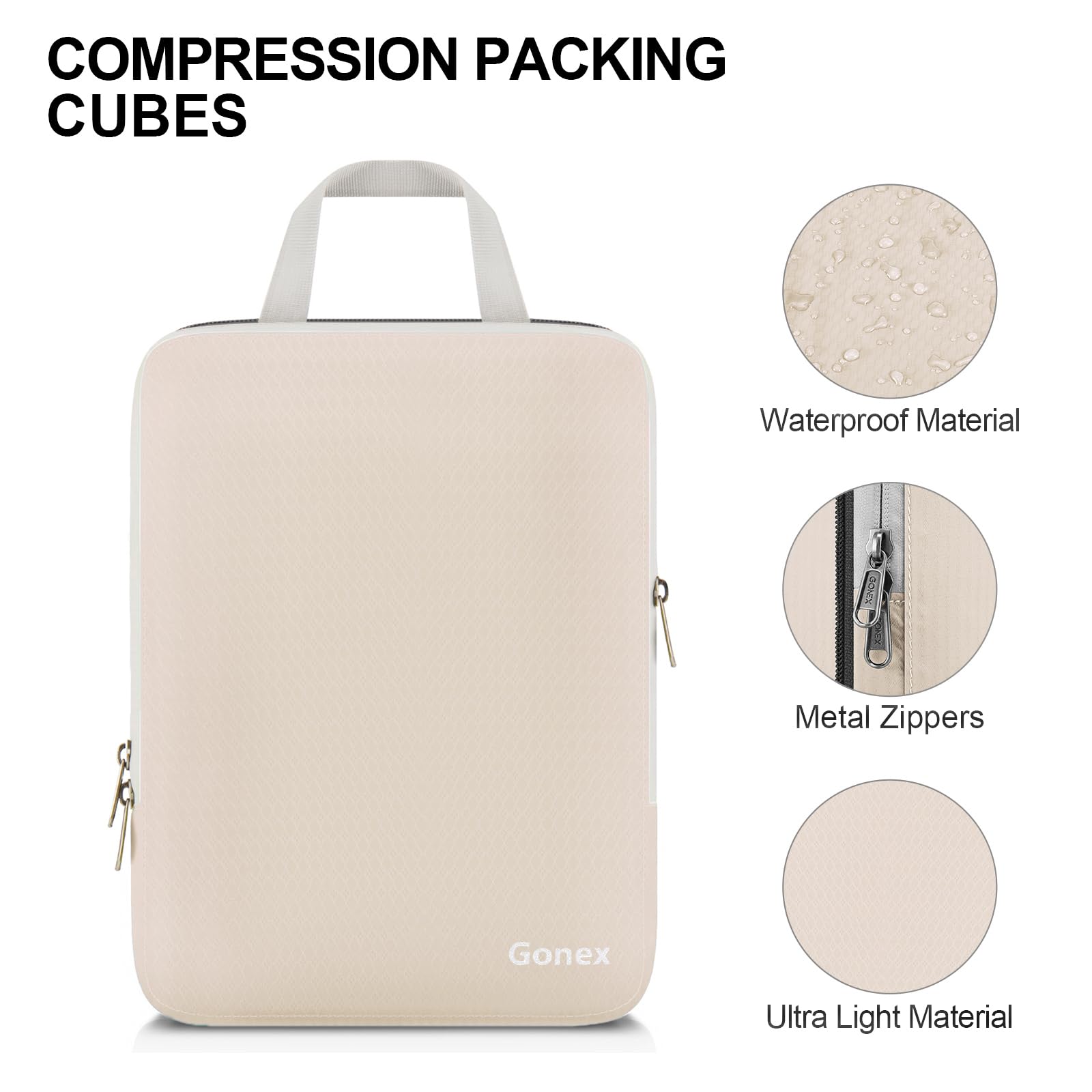 Gonex 4 Pcs Packing Cubes with Compression Set for Travel
